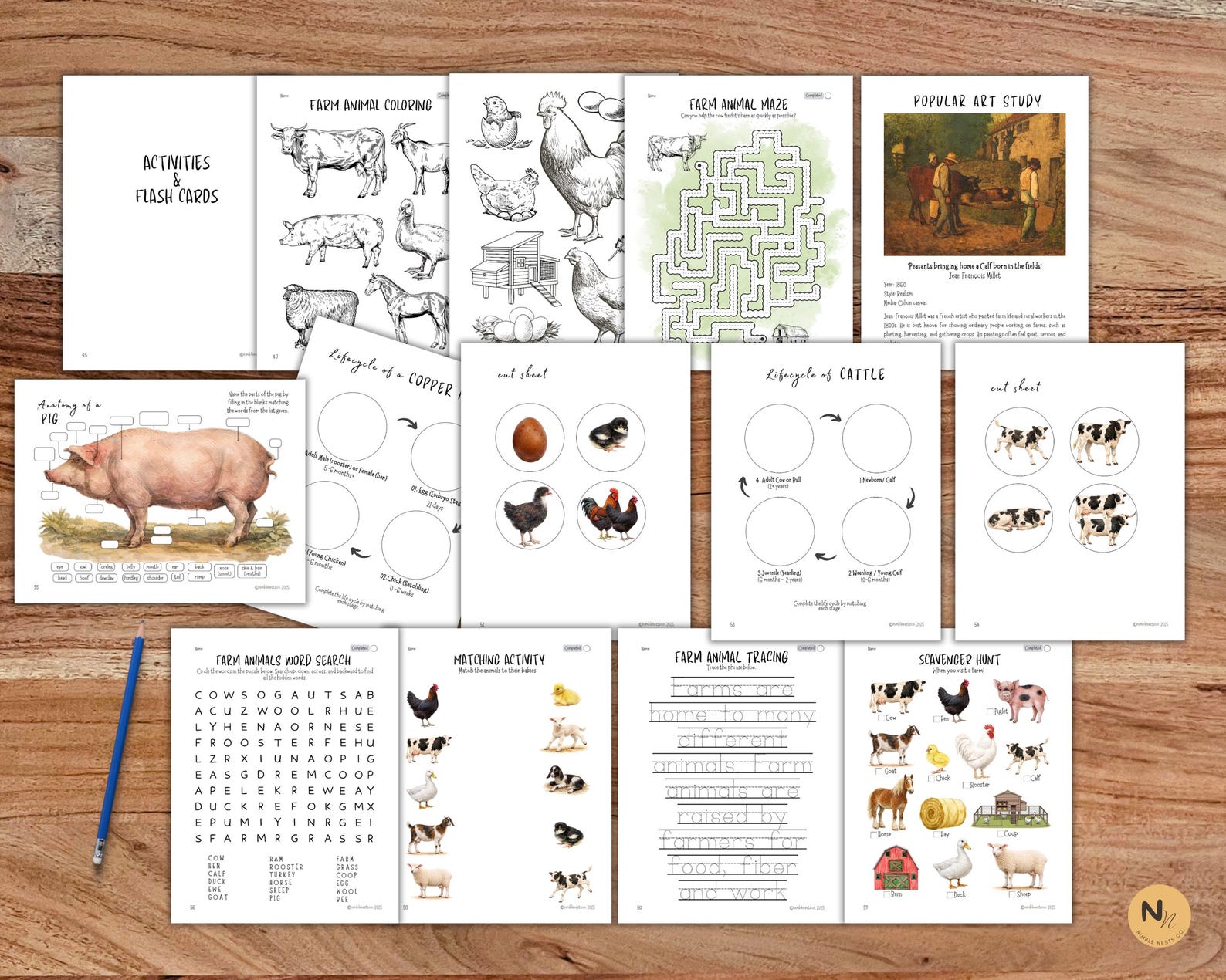 Farm Animals Unit Study PDF: Printable Farm Animal Life Cycles, Anatomy ...