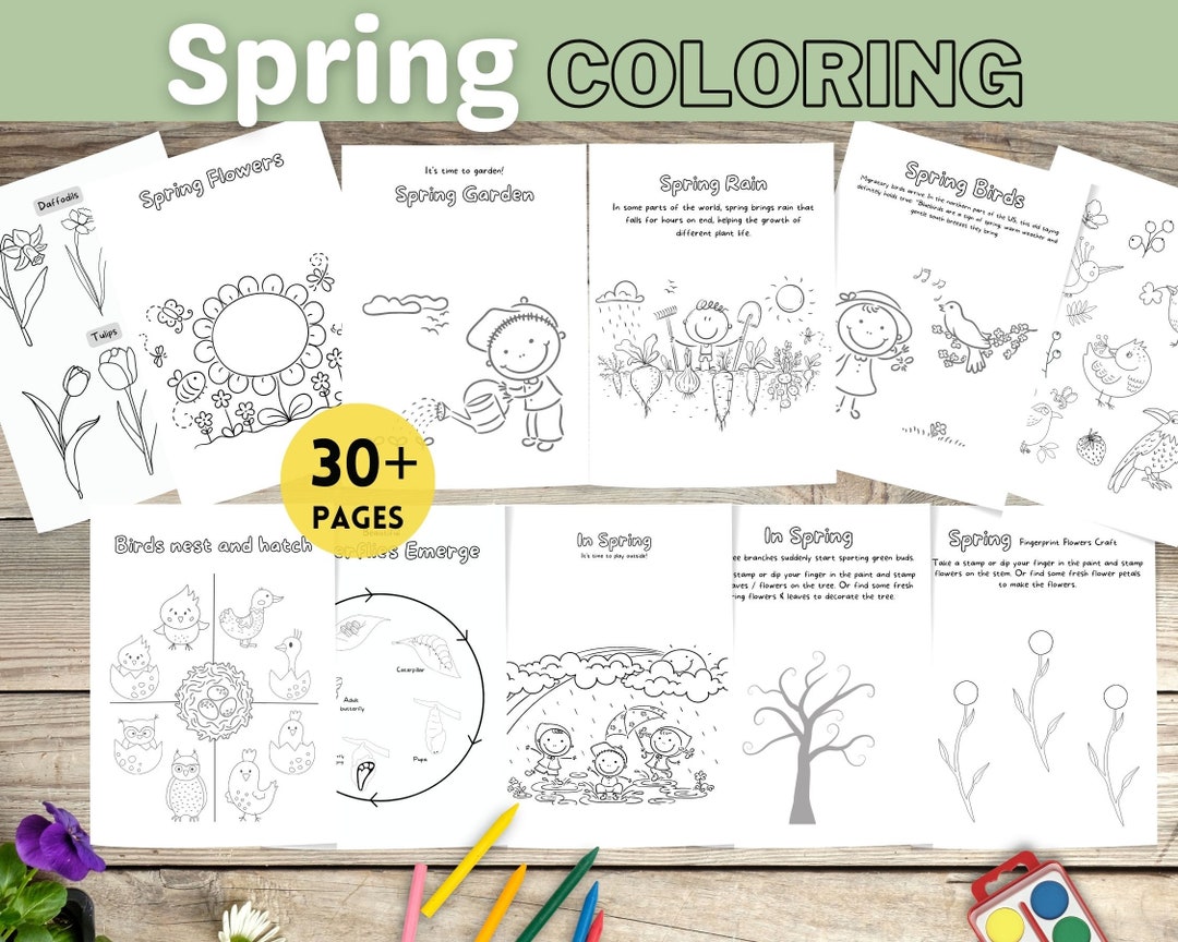 Spring Coloring Pages for Kids, Kids Spring Coloring, Spring Activity ...