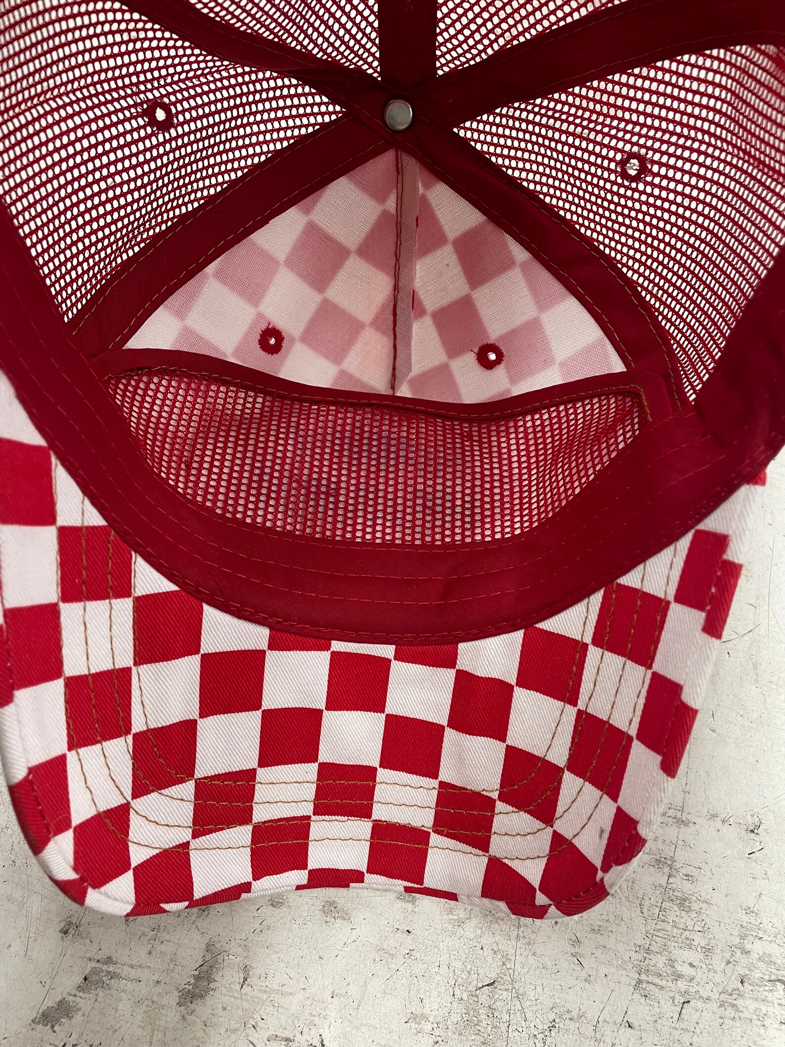Authentic Vintage New Von Dutch Red & White Checkered Cap Hat Trucker ...