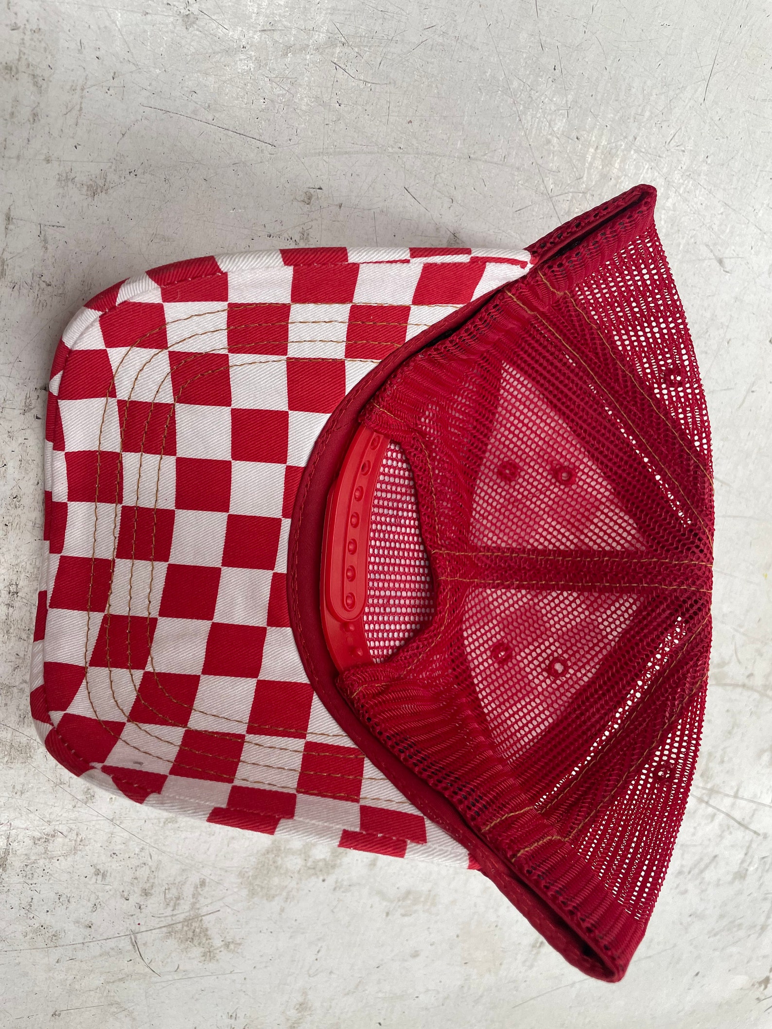 Authentic Vintage New Von Dutch Red & White Checkered Cap Hat Trucker ...