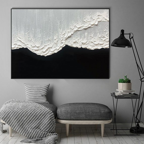 Large Original Black and White Abstract Art Black White - Etsy