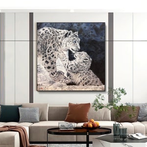 Extra Large Snow Leopard Canvas Wall Decor, Large Wall Art, Snow ...