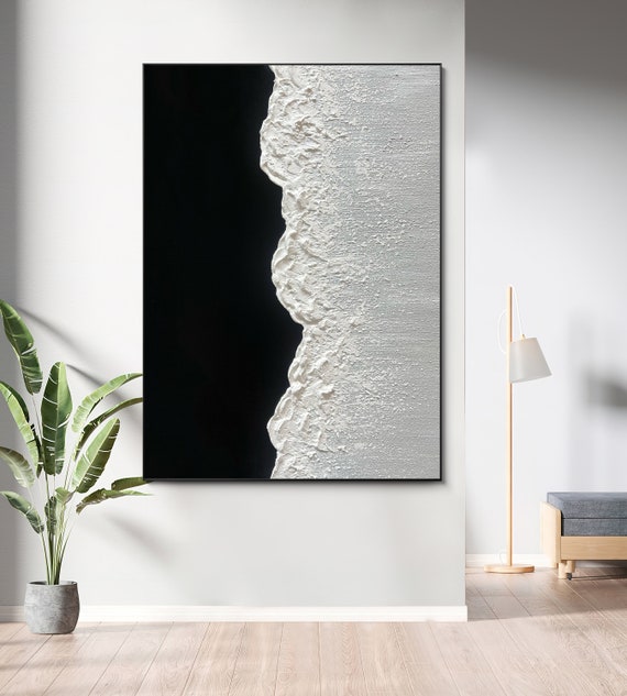 Large Original Black and White Abstract Art Black White - Etsy