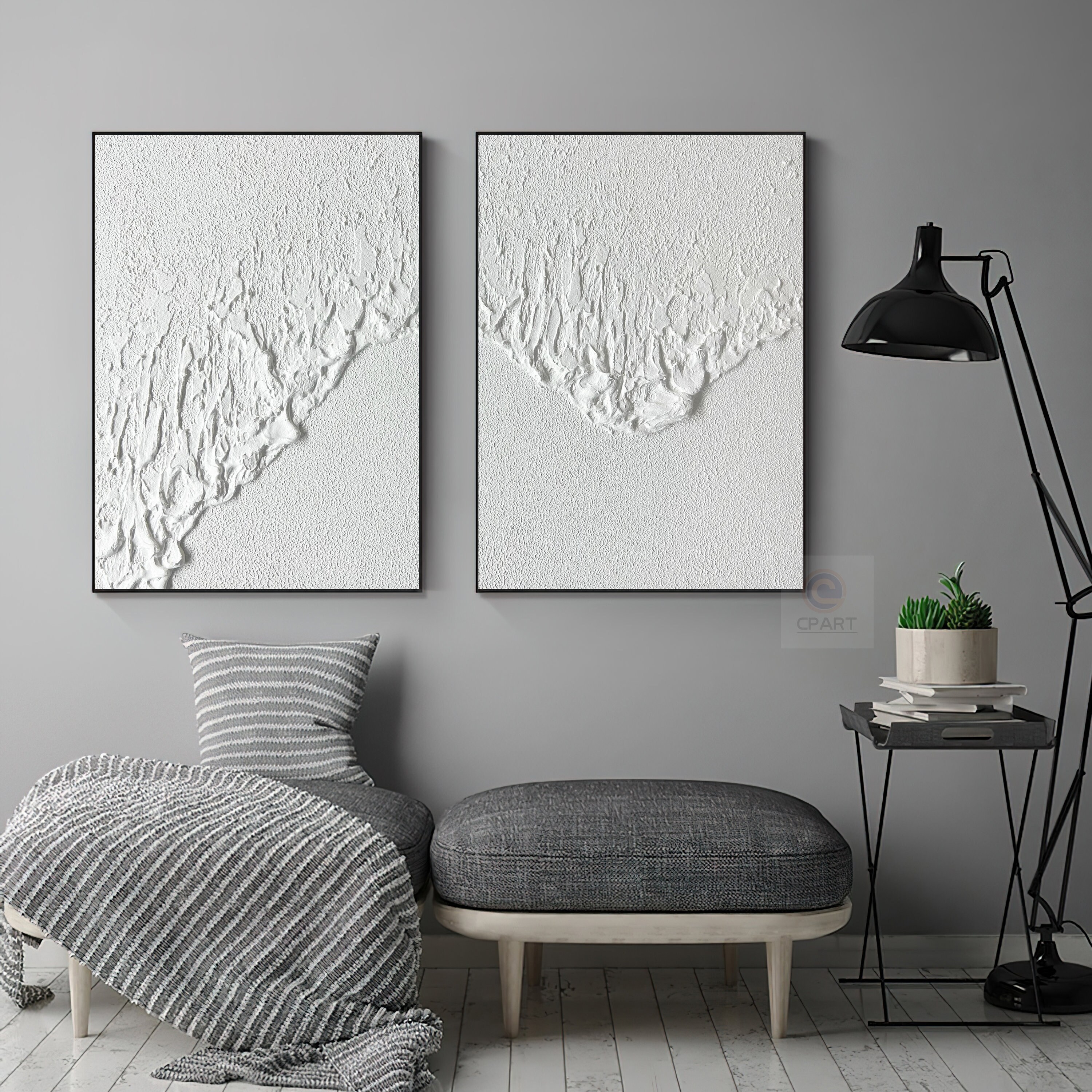 White Textured Wall Artwhite Abstract Paintingwhite 3D - Etsy
