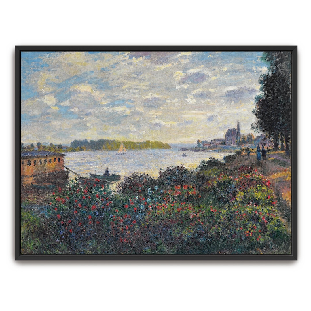 Claude Monet Large Framed Canvas Print: River Scene With Boats and ...
