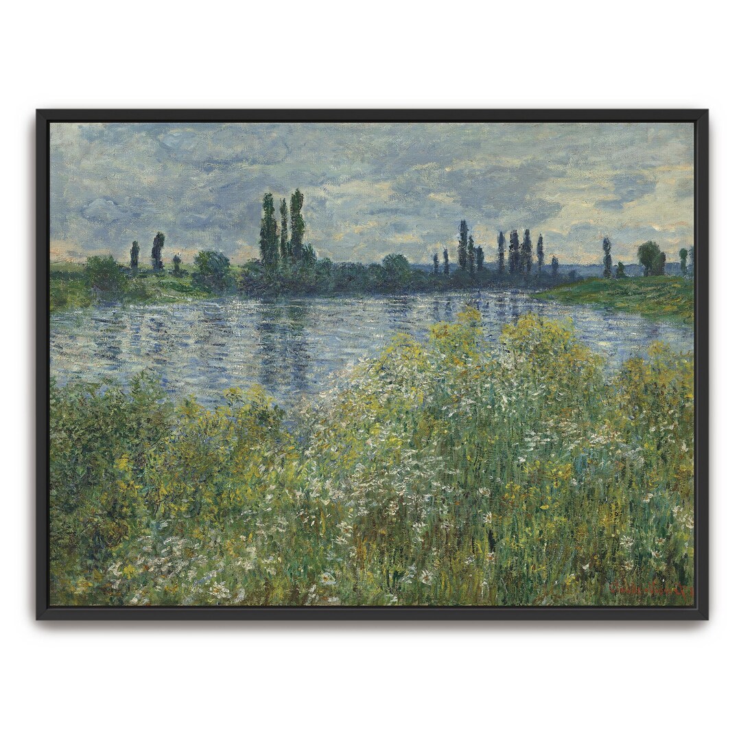 Claude Monet Framed Wall Art: River Scene With Trees and Flowers ...