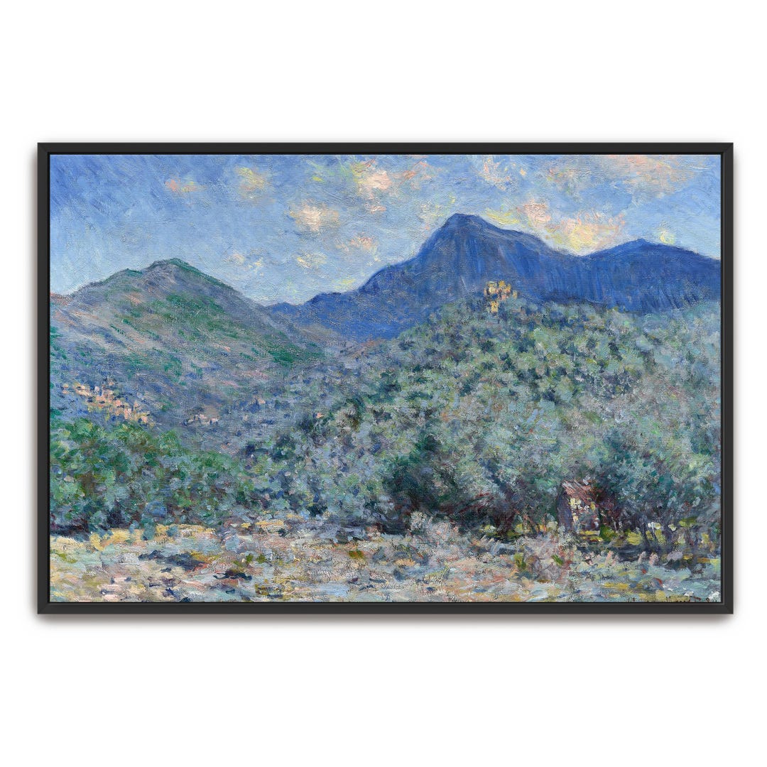 Claude Monet Framed Canvas Print: Mountain Landscape With Trees and Sky ...