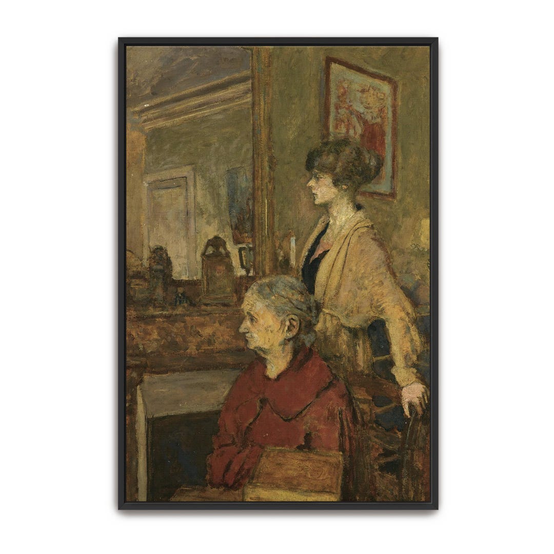 Large Framed Canvas Print of Two Women in an Interior Setting ...
