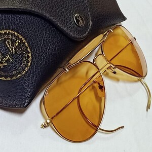 Ray Ban Bausch Lomb Gold all Weather Ambermagic Outdoorsman B&L Yellow ...