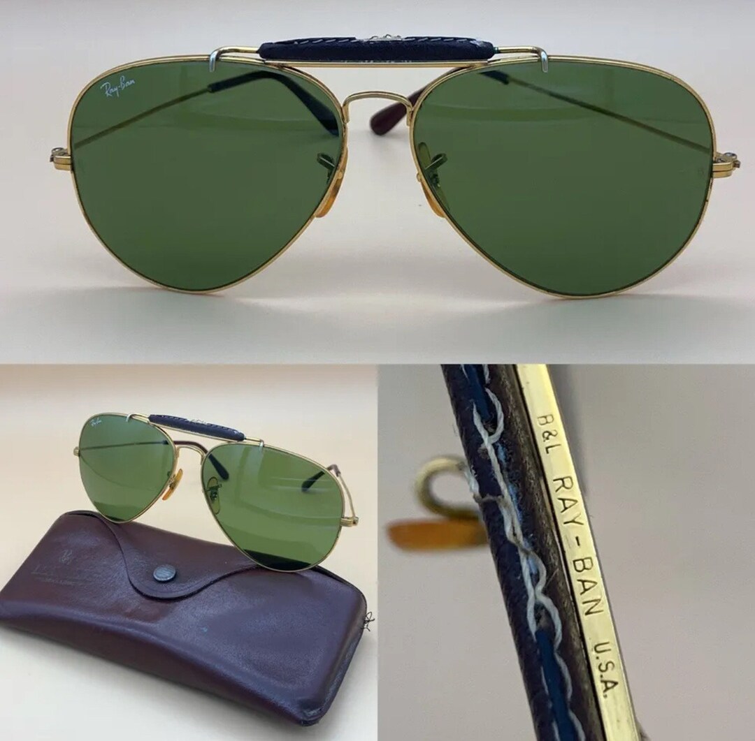 Vintage 1980's B&L Ray Ban Bausch Lomb G15 Brown Leather 62mm ...