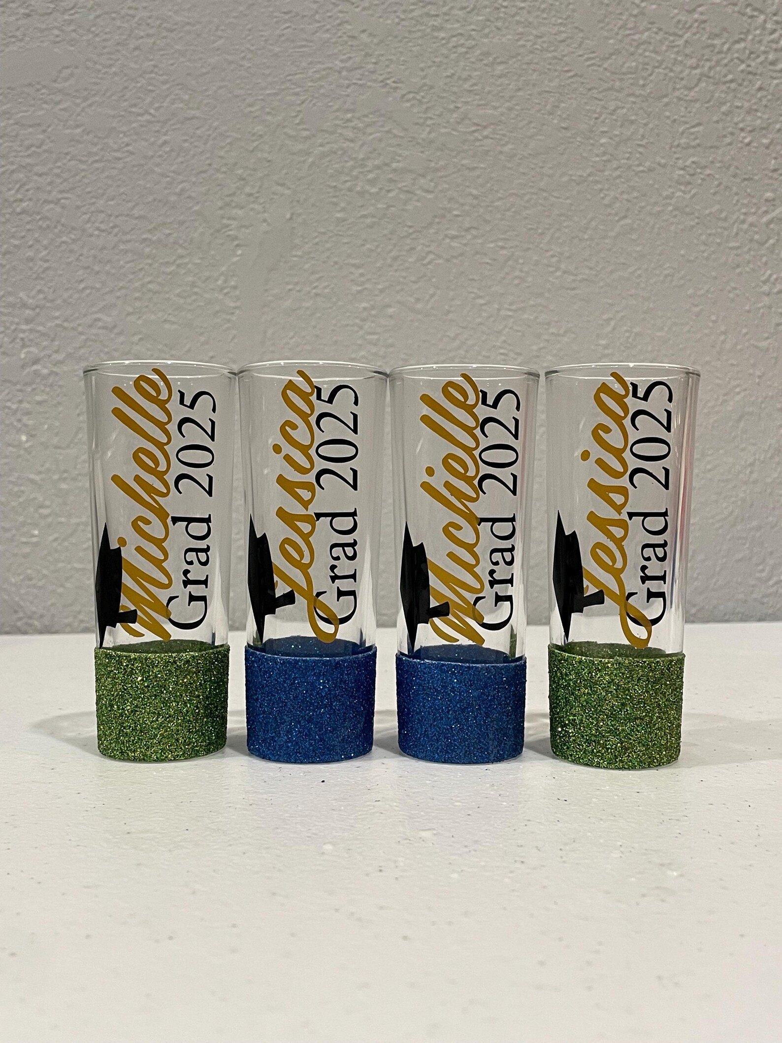 Personalized Shot Glasses, Graduation, Birthday, Shot Glasses, Glitter ...