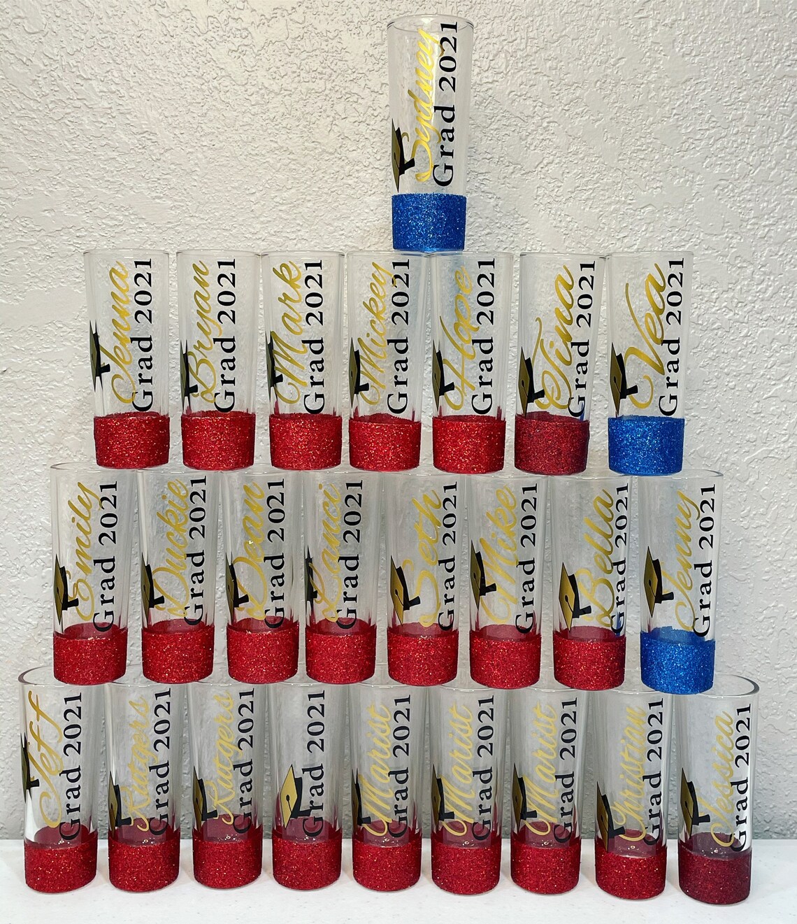 Personalized Shot Glasses, Graduation, Birthday, Shot Glasses, Glitter ...