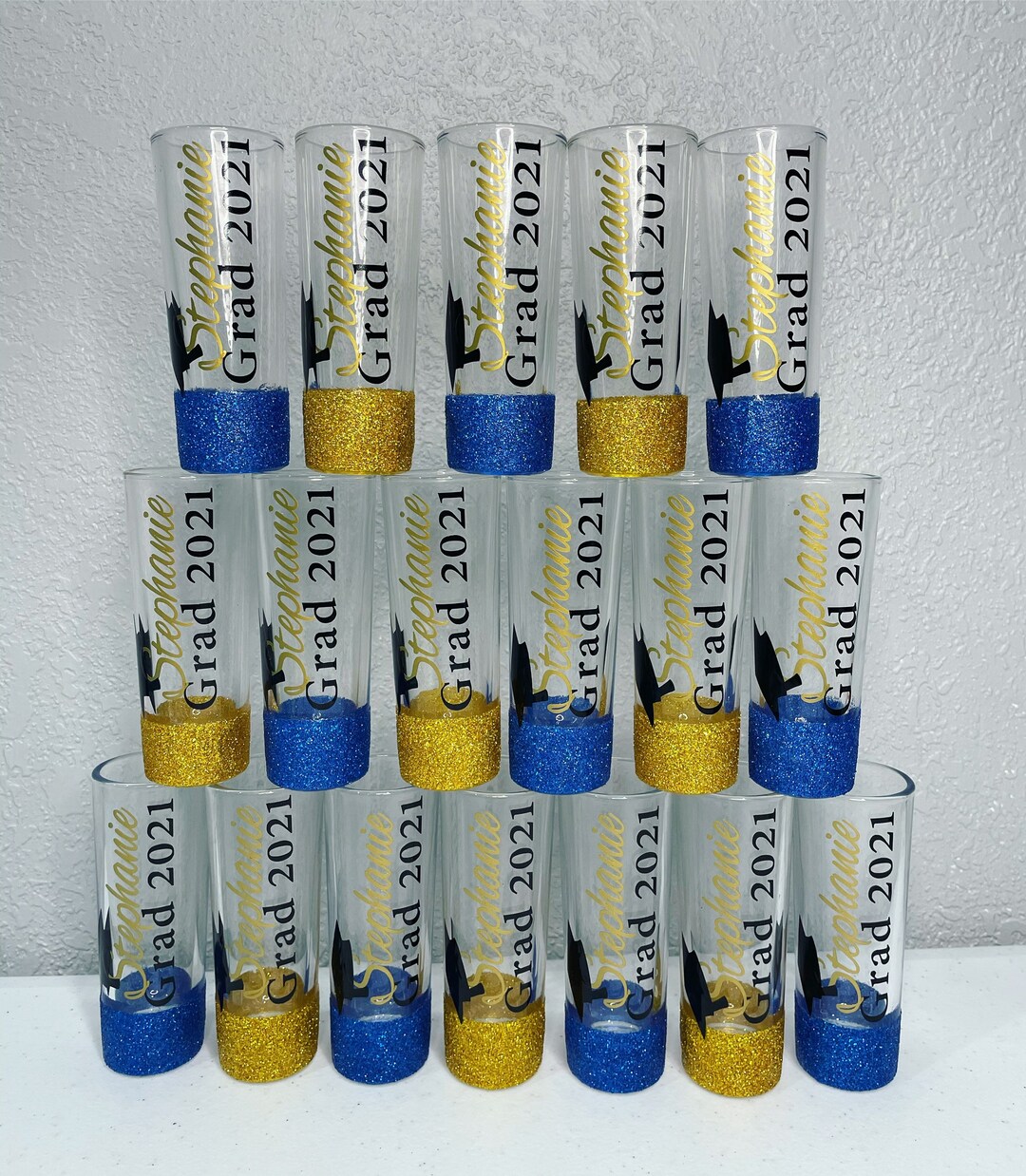 Personalized Shot Glasses, Graduation, Birthday, Shot Glasses, Glitter ...
