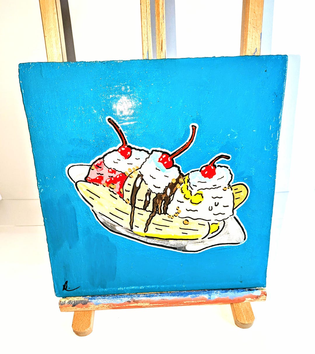 Secret Sundae Painting: Handmade Acrylic Ice Cream Art (12x12 Inches ...