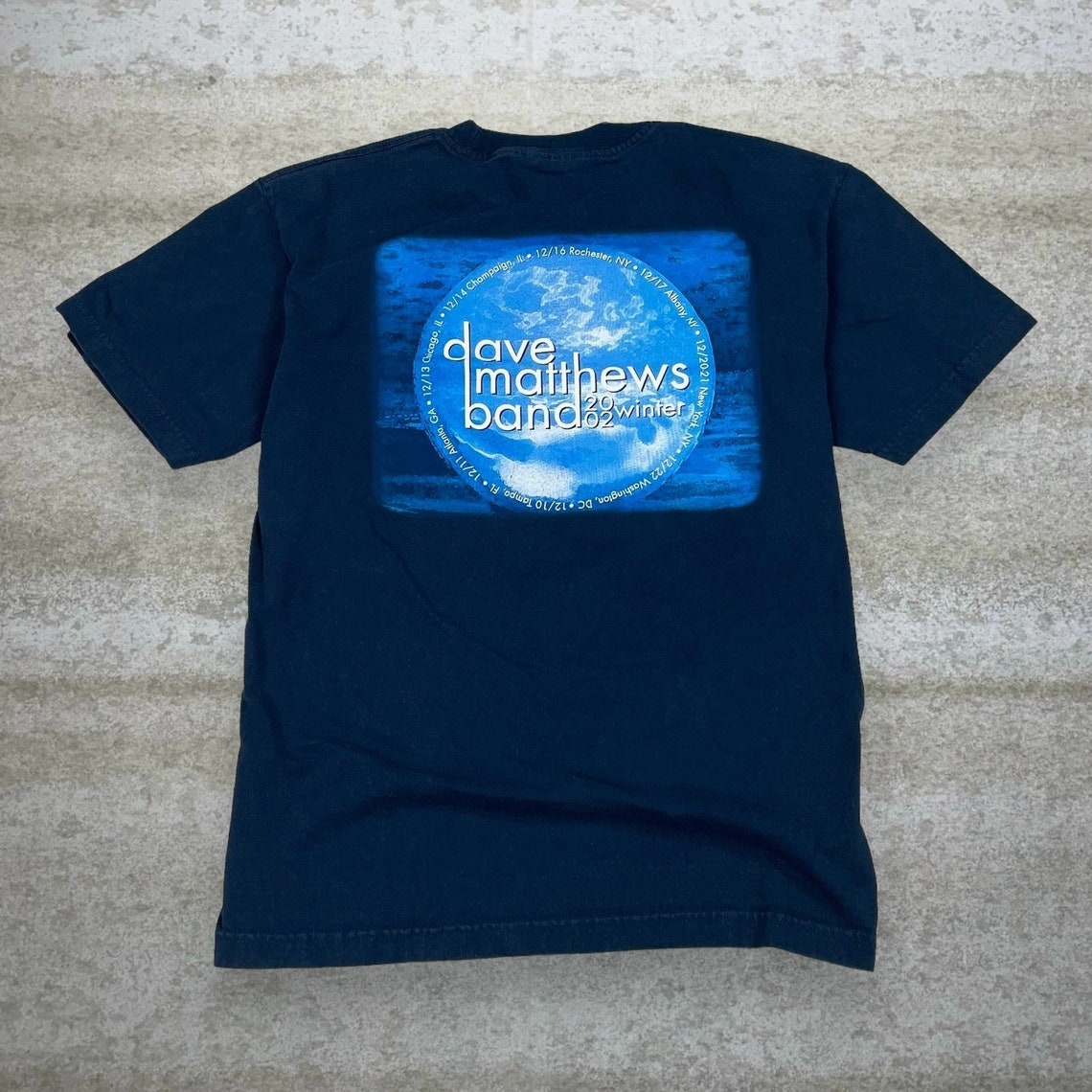Vintage Dave Matthews Band Concert T Shirt Navy Blue Made in USA Murina ...