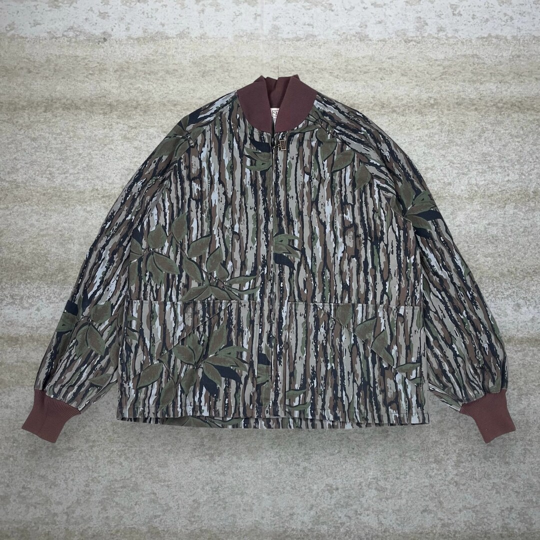 Vintage Hunting Camo Jacket Mens M Made in USA Tree Bark Cotton Full ...