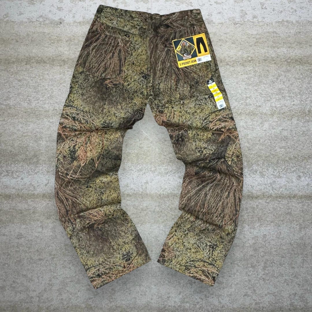 Vintage Mossy Oak Hunting Camo Jeans 34x34 Baggy Wide Leg Fit 5 Pocket ...
