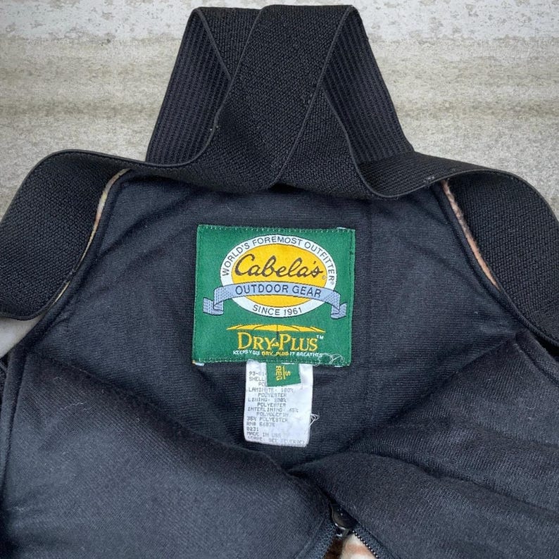 Vintage Cabelas Hunting Camo Overalls Baggy Wide Leg Fit Skyline Mens S Insulated Dry Plus ...