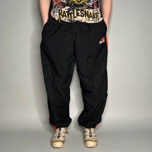 Vintage Nike Track Pants Mens XXL Black Polyester Sweatpants Baggy Wide ...