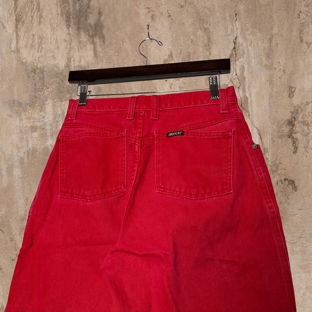 Vintage Strawberry Red Jeans Baggy Fit Tapered Ankle Sasson 90s - Etsy