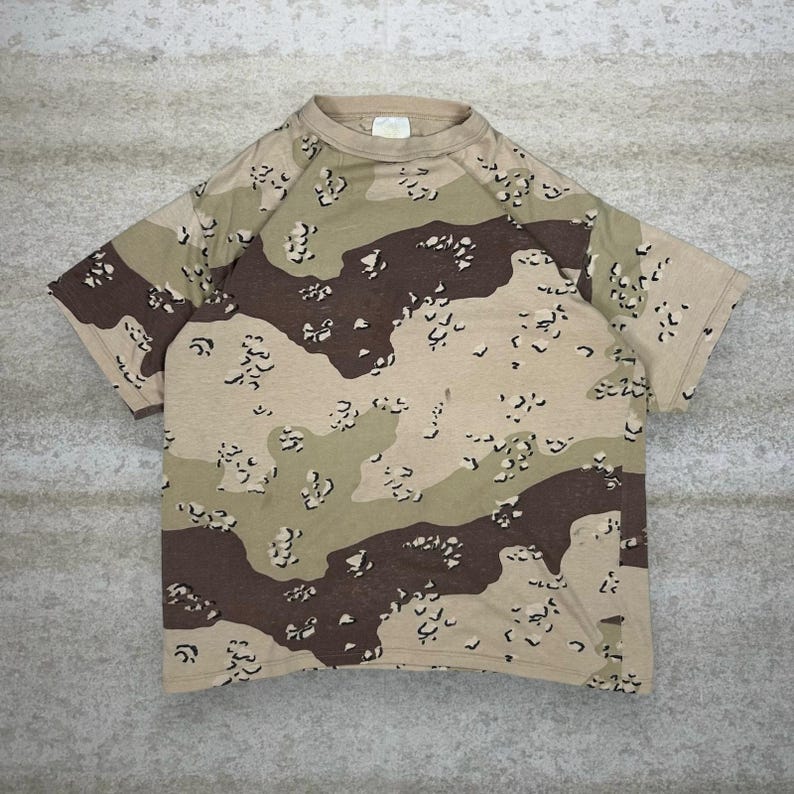 Vintage Military Desert Camo Shirt Mens M Cotton Short Sleeve Made in ...