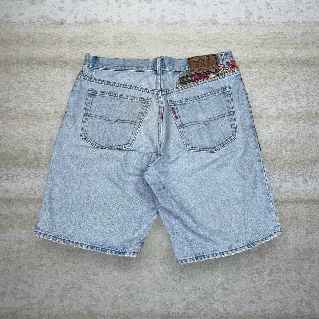 Vintage Request Classics Jean Shorts Crazy Patchwork Logos Light Wash ...