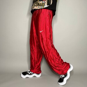 Vintage Nike Breakaway Sweatpants Crimson Red Silky Polyester White ...