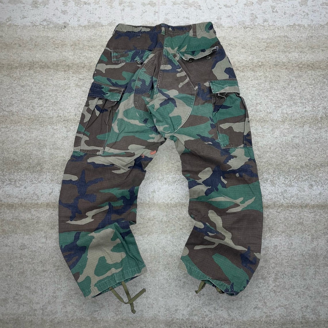 Vintage Military Camo Tactical Pants Baggy Double Knees Cargos Small ...