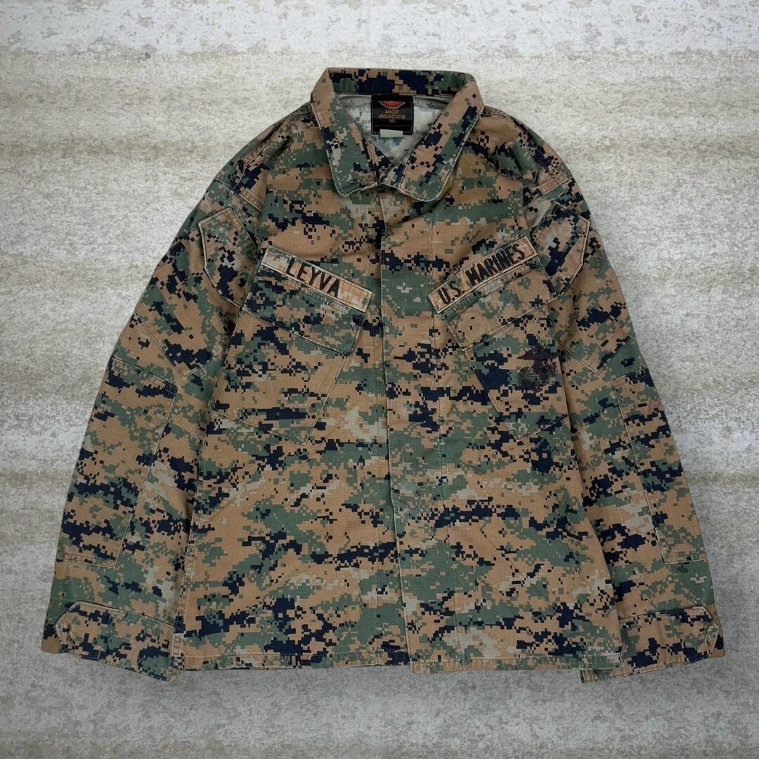 Vintage 90s Military Marine Tactical Button up Shirt Mens S Digital ...