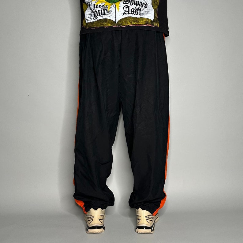 Vintage Nike Track Pants Mens XXL Black Polyester Sweatpants Baggy Wide ...