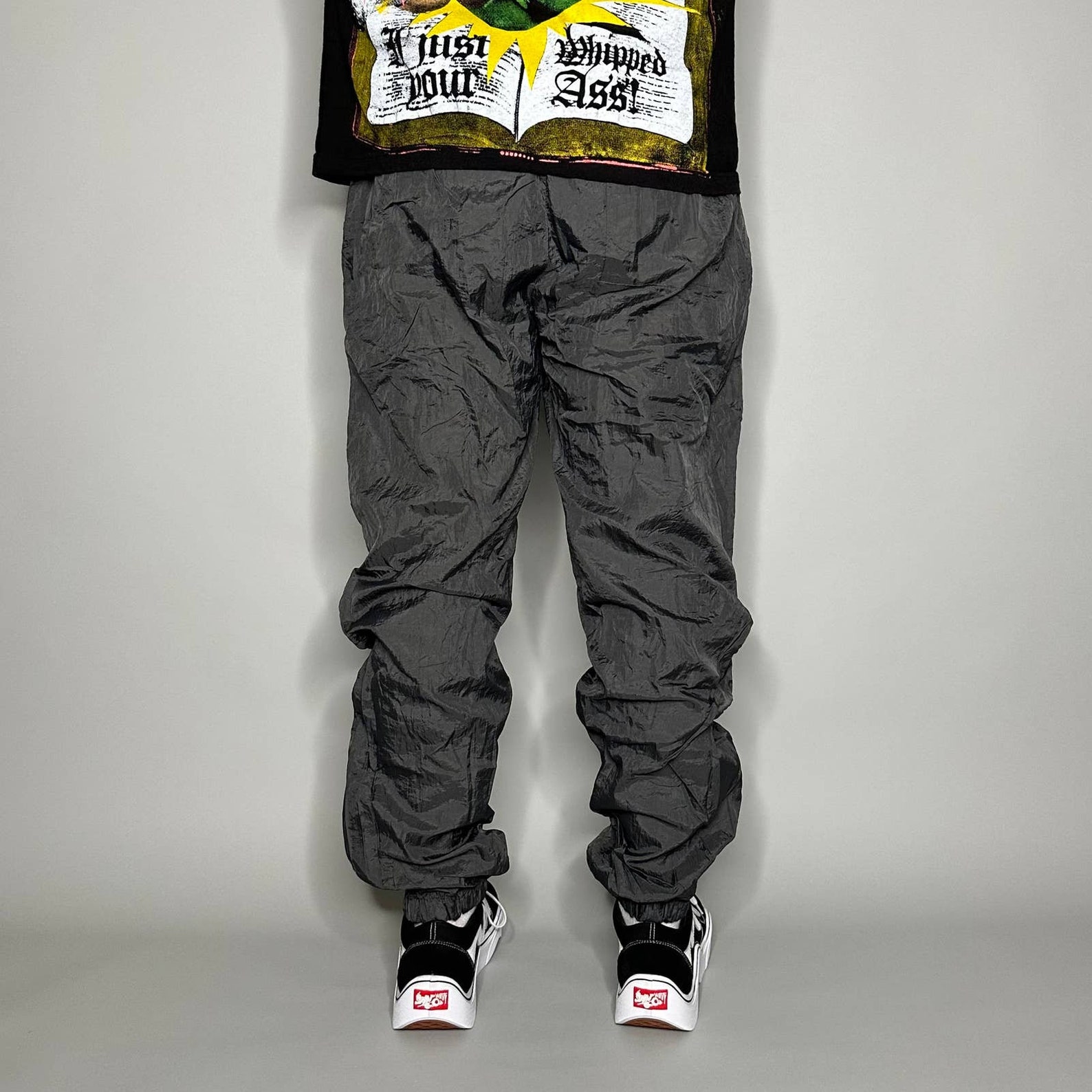 Vintage Track Pants Dark Grey Nylon Joggers Has Ankle Zippers Lined 90s ...