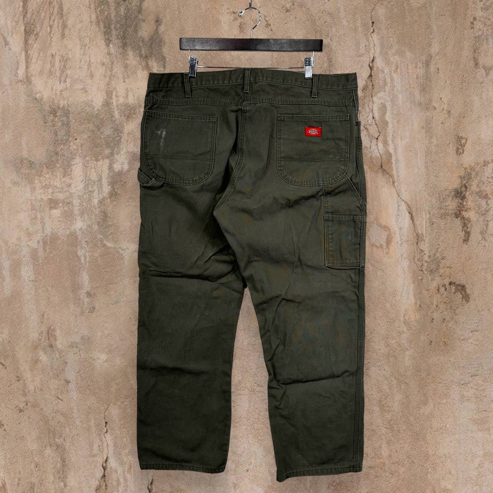 Vintage Dickies Carpenter Pants Moss Green Canvas Baggy Fit Dungarees ...