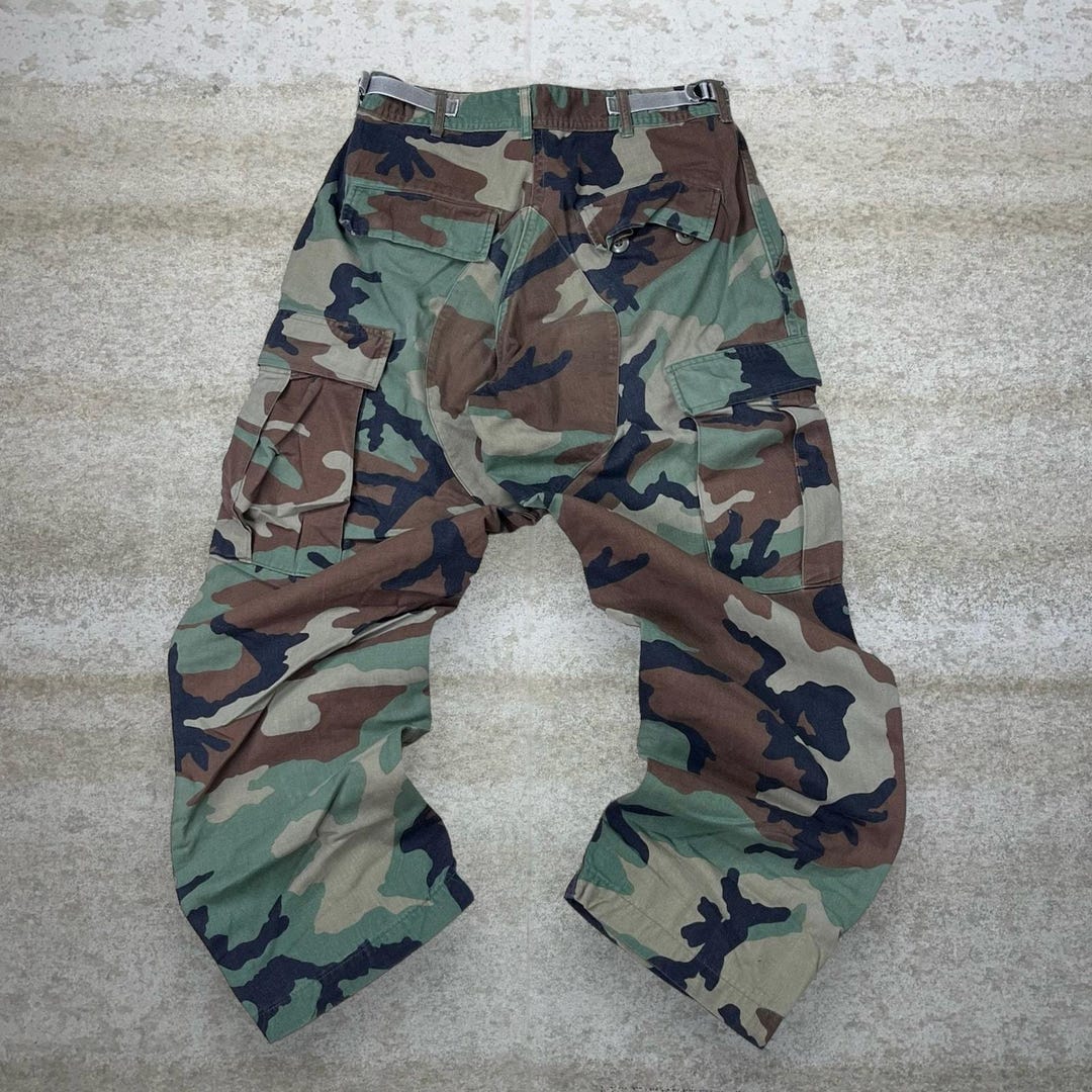 Vintage 90s Military Camo Tactical Pants 28x28 Baggy Wide Leg Fit ...