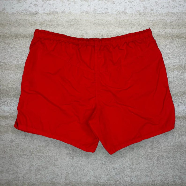 Vintage Speedo Swim Shorts Crimson Red Black Logo Mesh Lined 6" Inseam ...