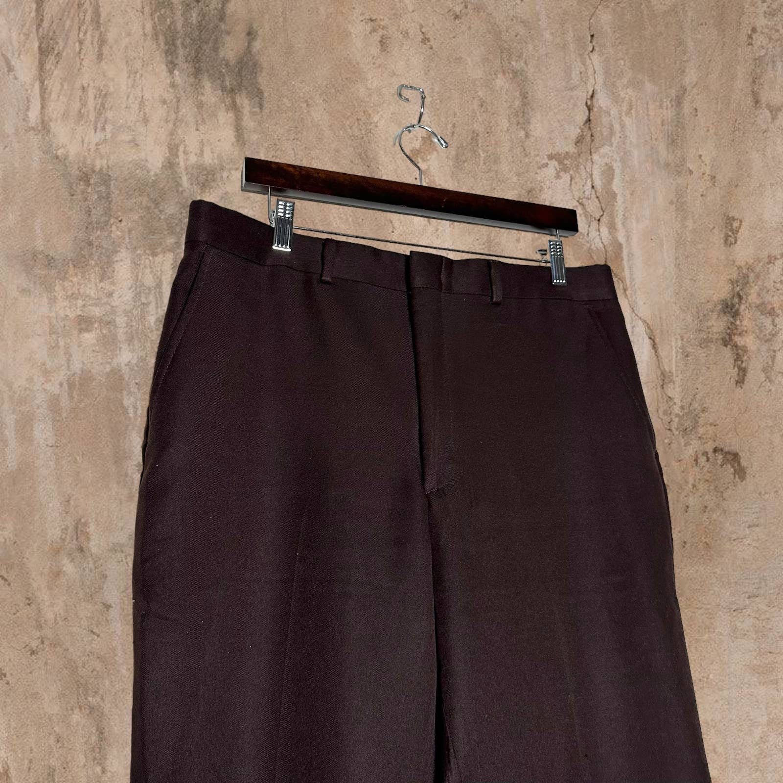 Vintage Dress Pants Chocolate Brown Relaxed Fit Flat Front Perma Prest ...