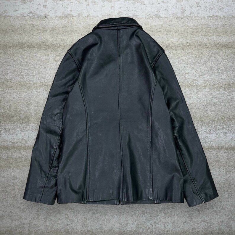 Vintage GAP Genuine Leather Jacket Womens M Jet Black Lined Womens Full ...