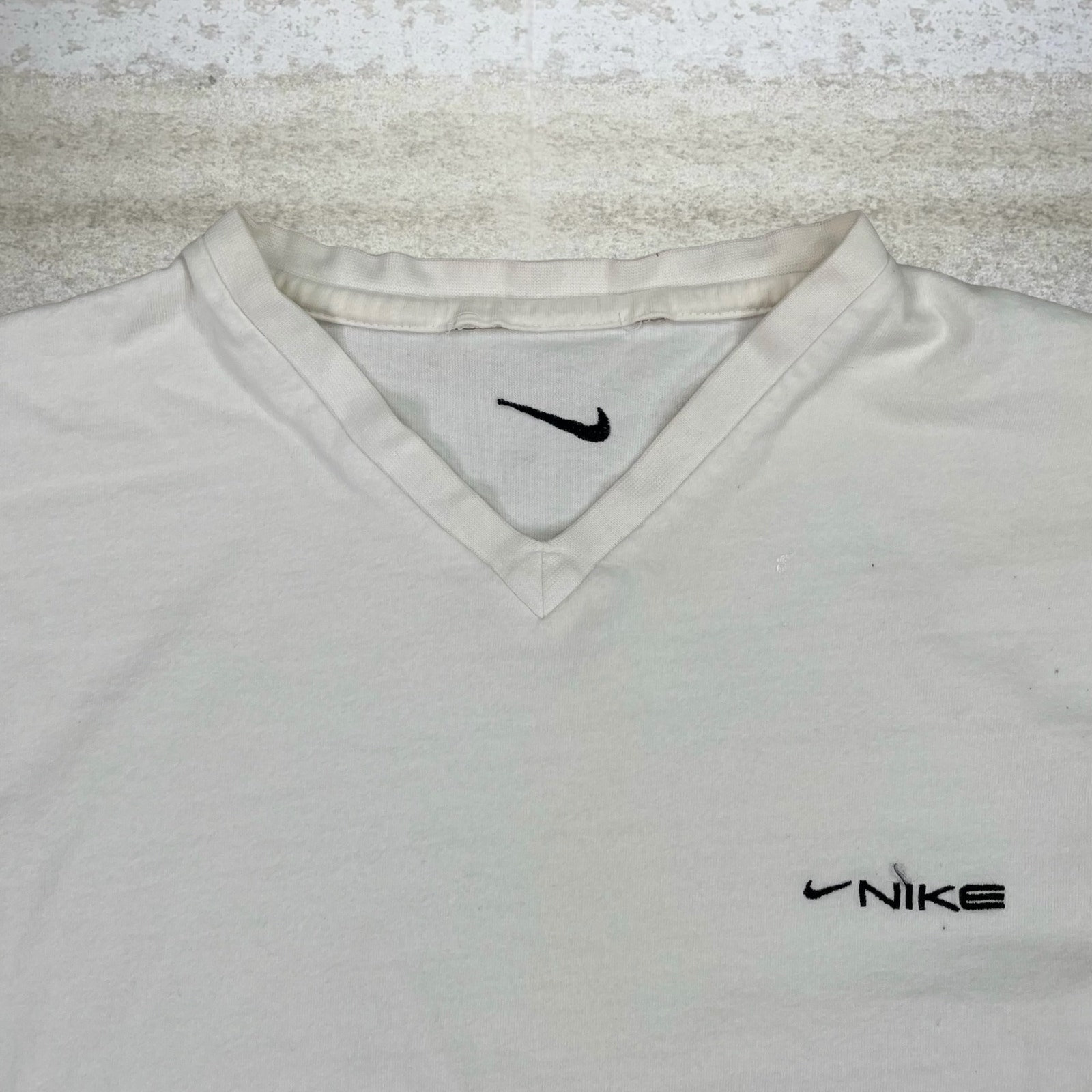 Vintage Nike Shirt Snow White Cotton Embroidered Jet Black Center ...