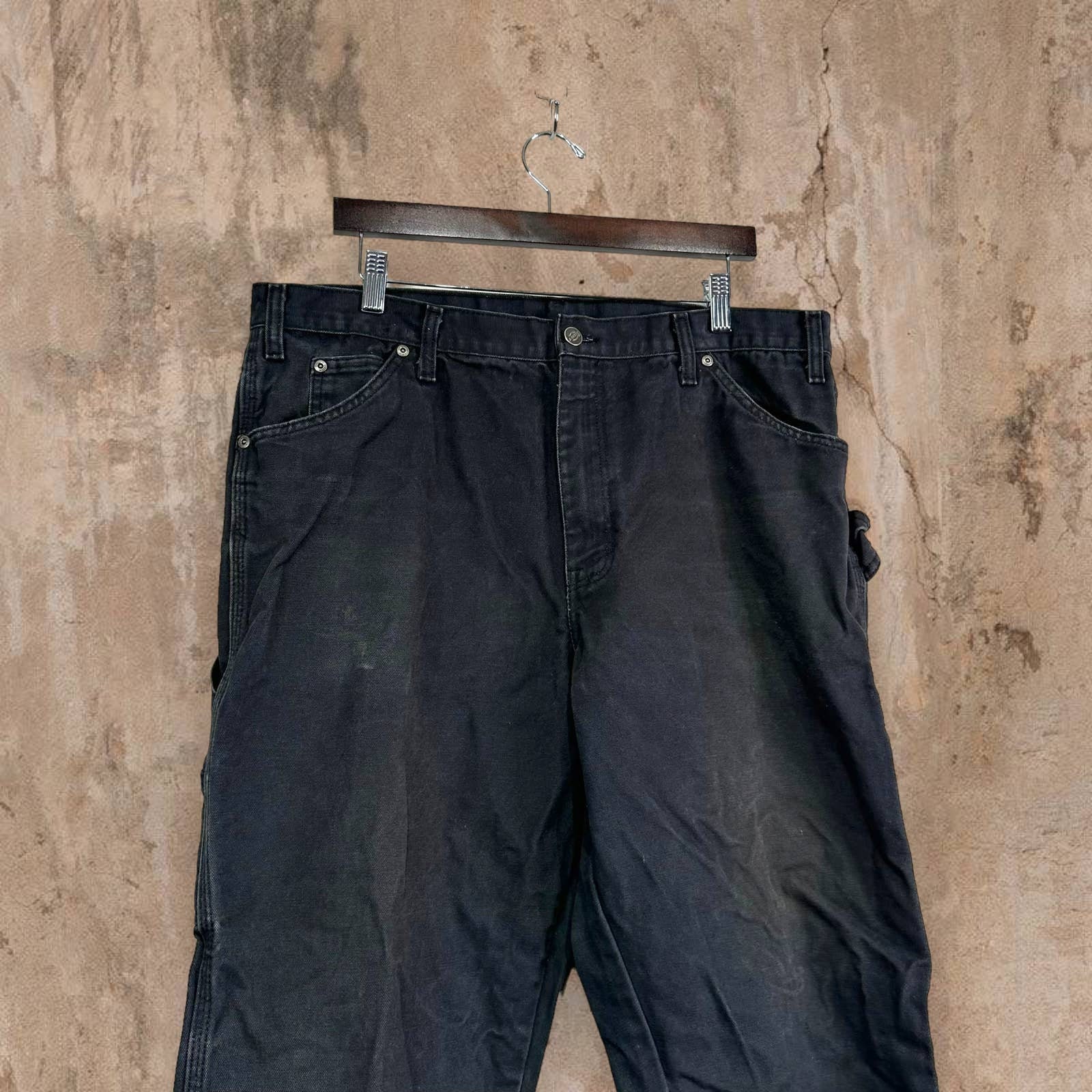 Vintage Dickies Carpenter Pants Jet Black Canvas Baggy Fit Dungarees ...