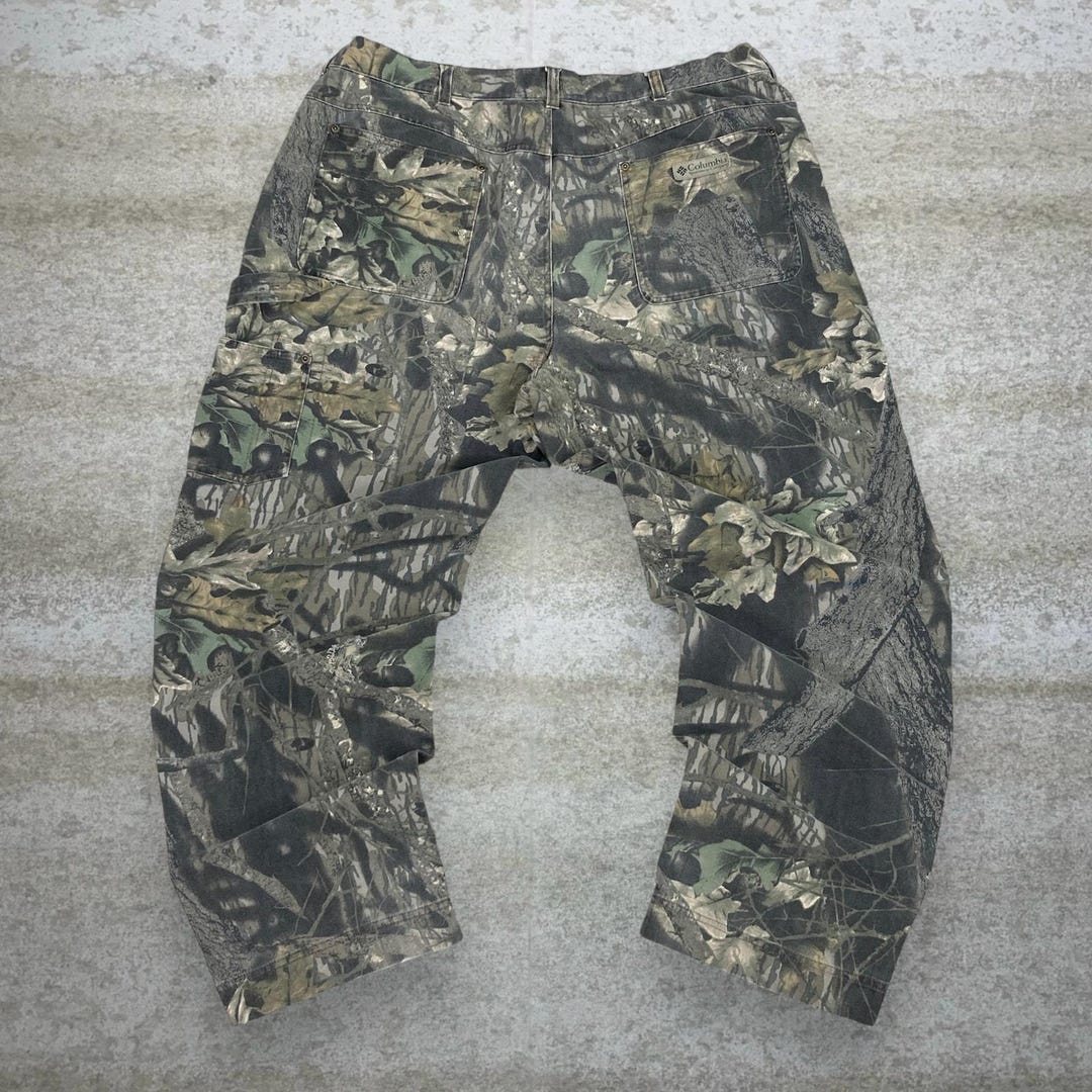 Vintage Columbia Mossy Oak Hunting Camo Jeans 42x32 Double Knees Denim ...