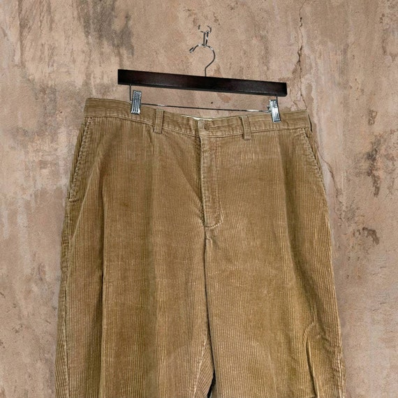 Vintage Corduroy Wheat Tan Pants Flat Front Baggy Fit… - Gem