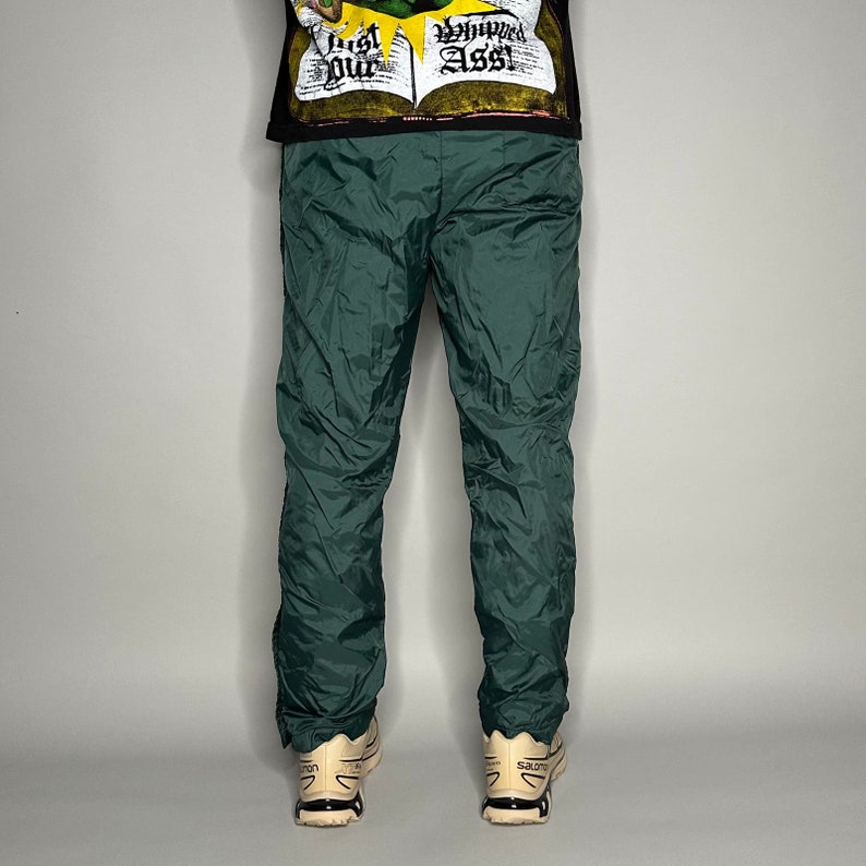 Vintage Breakaway Track Pants Mens S Forest Green Nylon Joggers Elastic ...