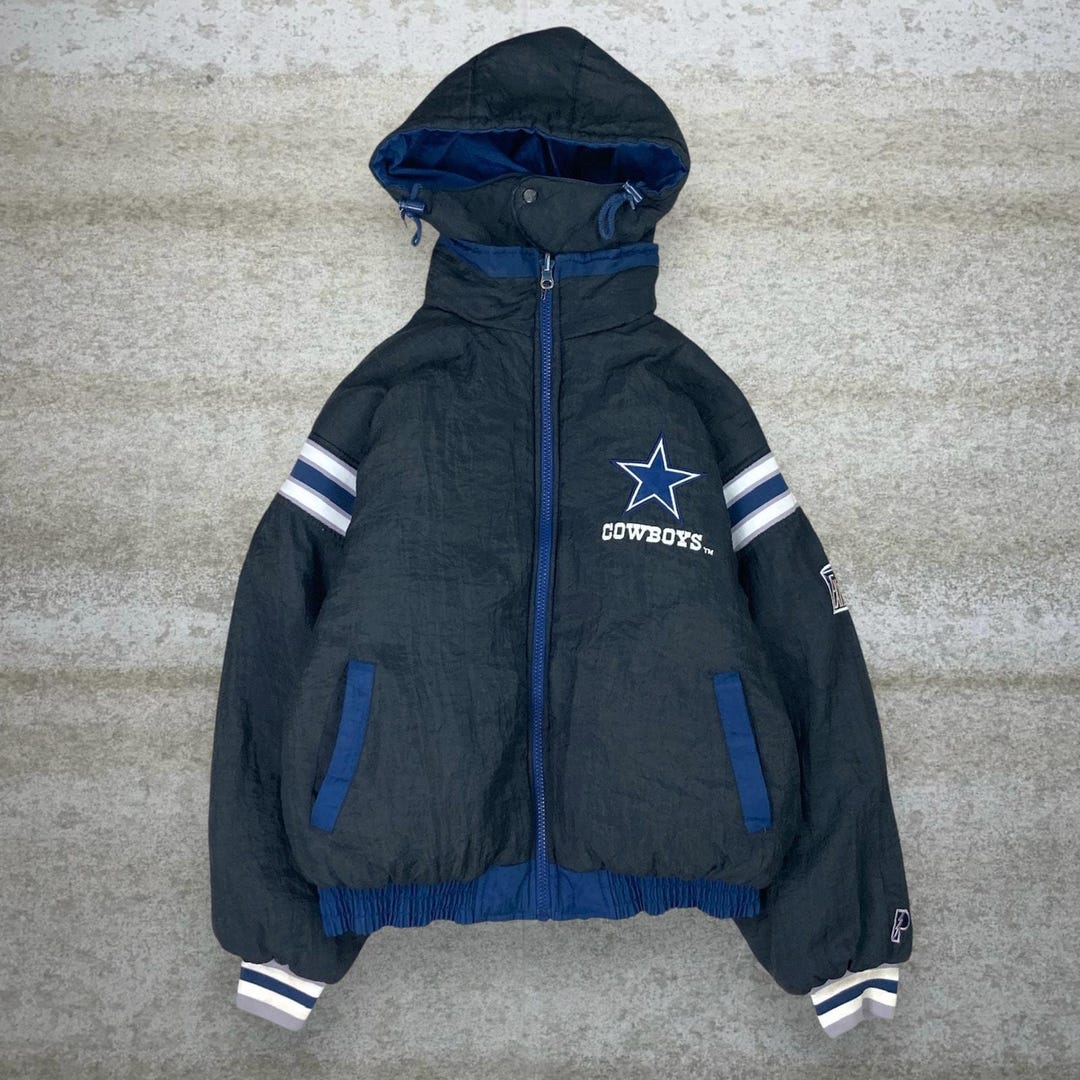 Vintage Dallas Cowboys Puffer Jacket XL Pro Player Reversible Black ...