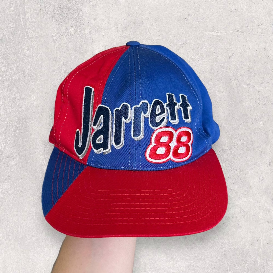 Vintage Dale Jarrett 88 Nascar Snapback Hat Blue Red Colorblock Ford ...