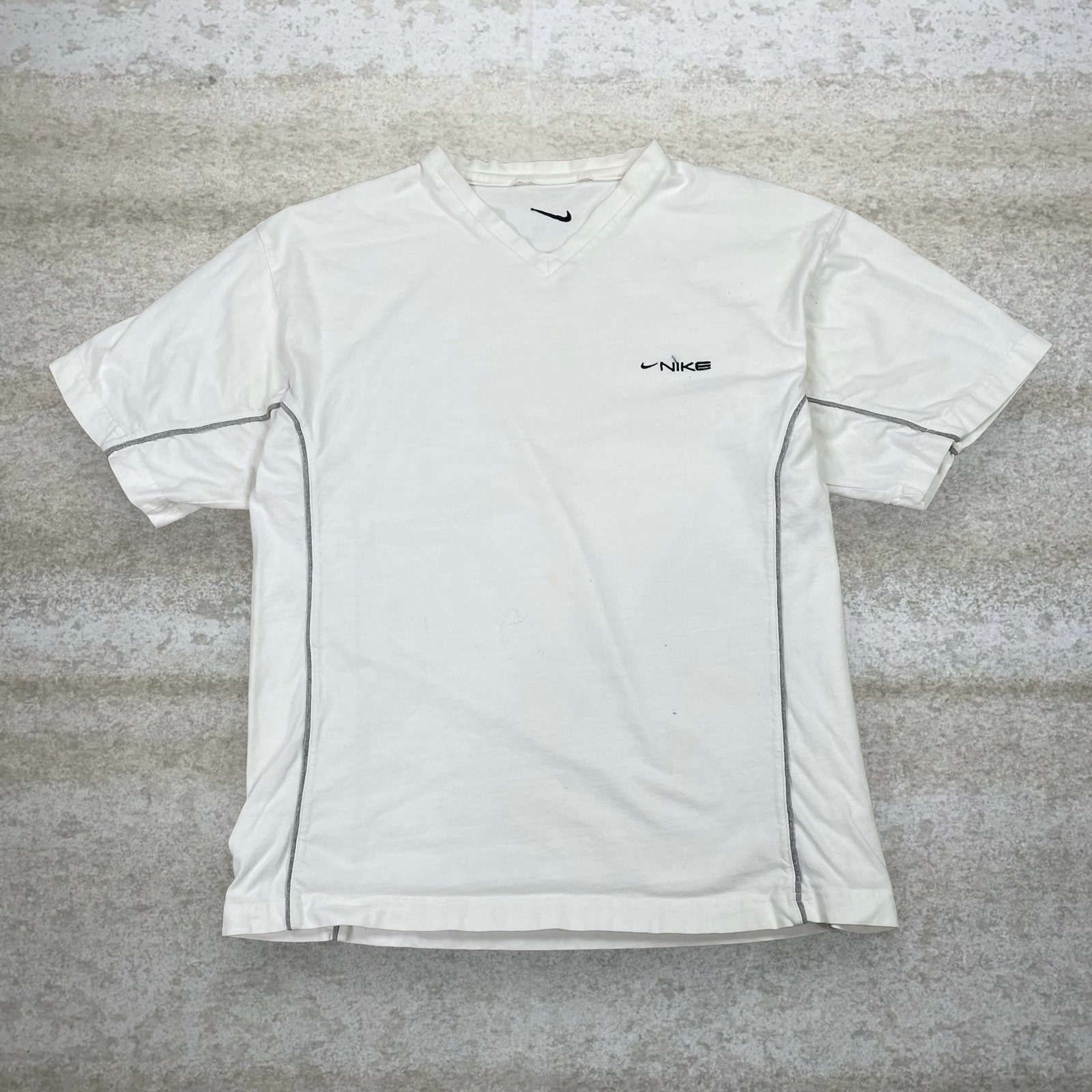 Vintage Nike Shirt Snow White Cotton Embroidered Jet Black Center ...