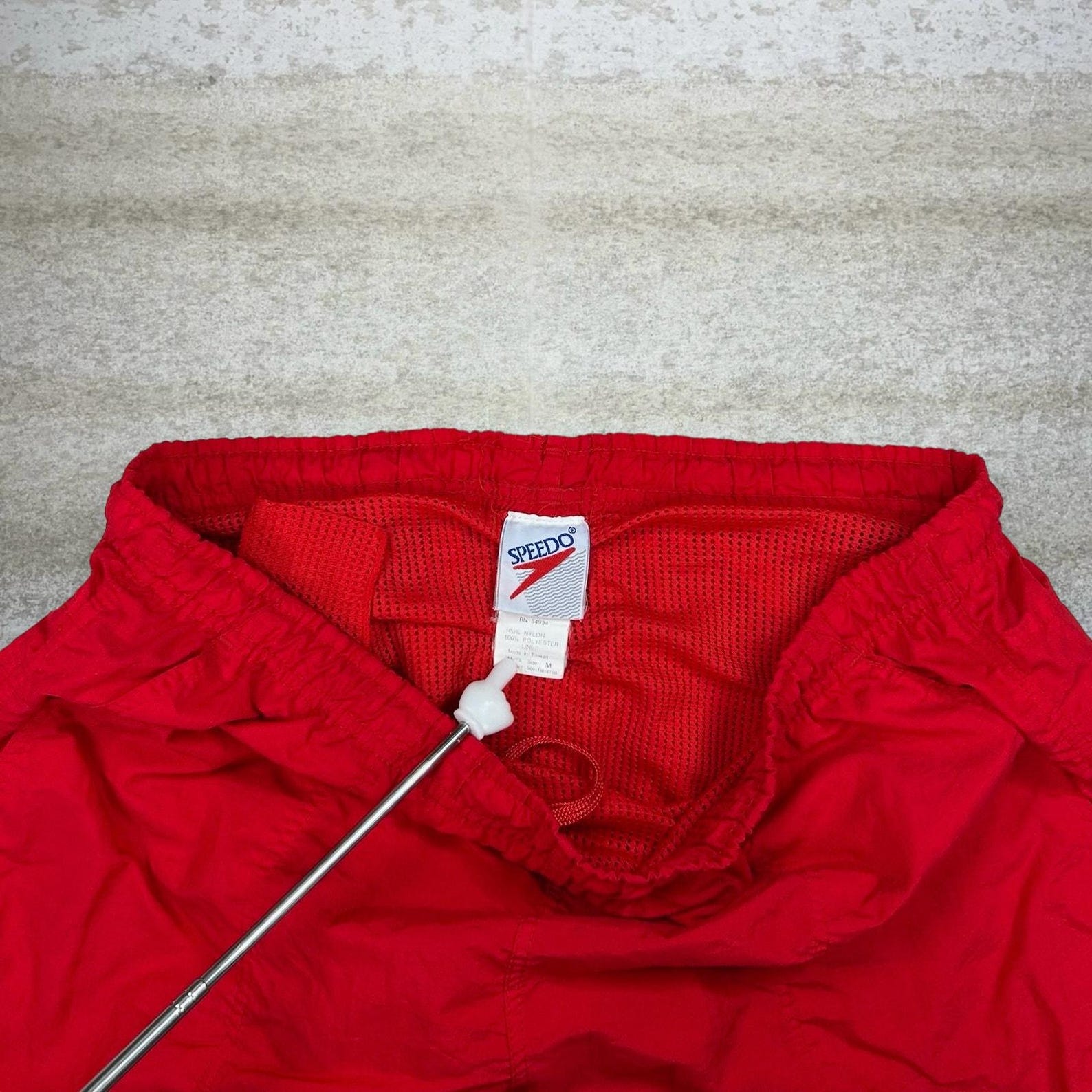 Vintage Speedo Swim Shorts Crimson Red Black Logo Mesh Lined 6" Inseam ...