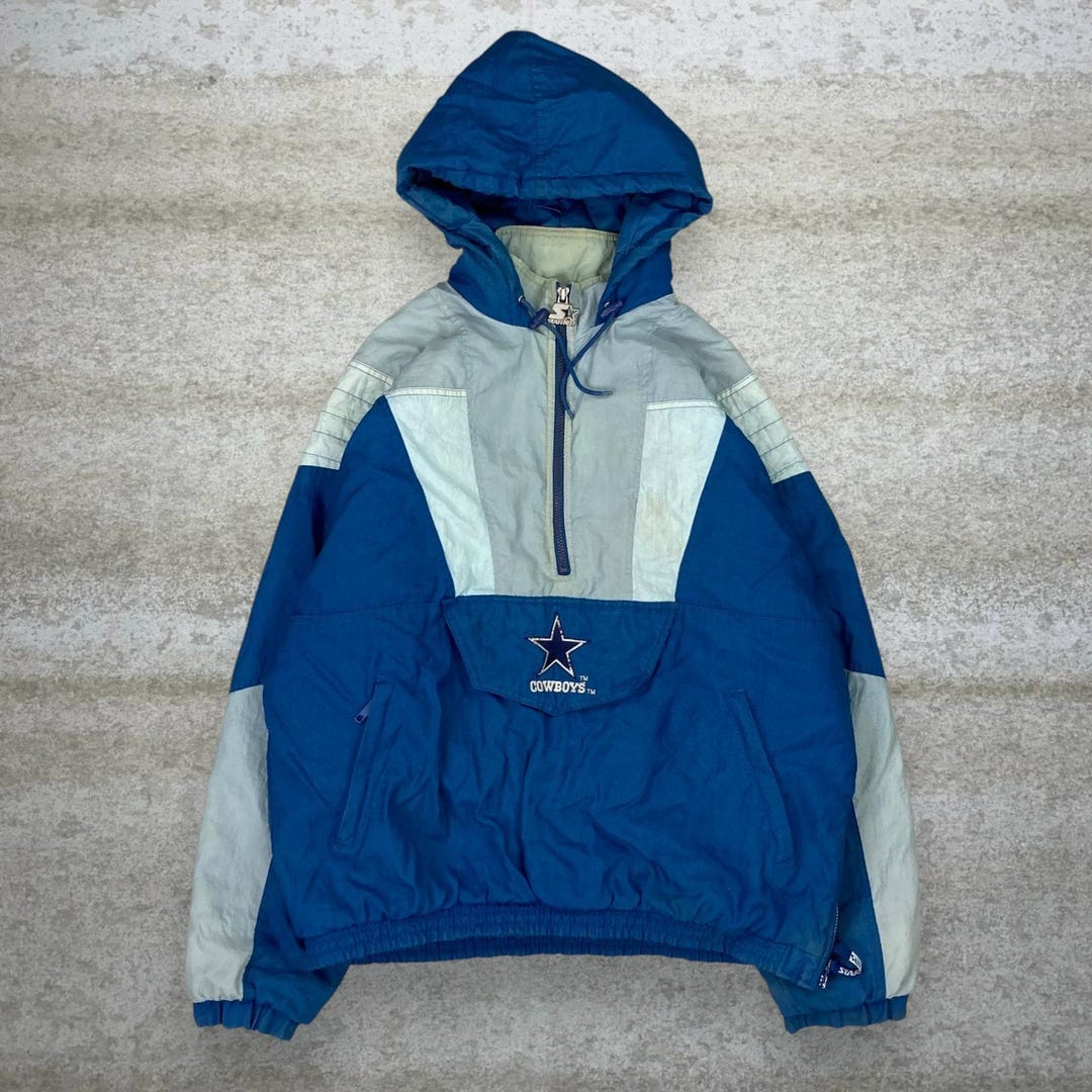 Vintage Dallas Cowboys Puffer Starter Jacket XL Blue Grey White Nylon ...