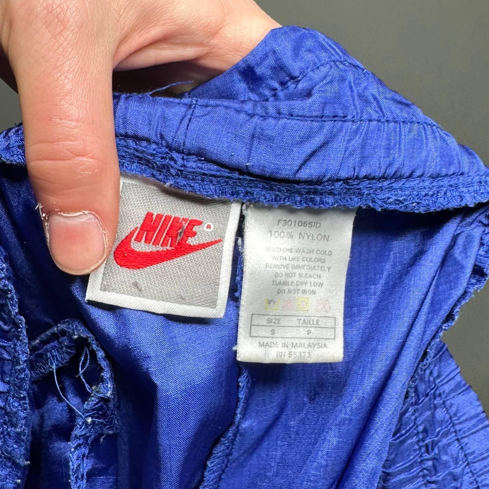 Vintage Nike Track Pants Royal Blue Nylon Joggers Subtle Embroidered ...