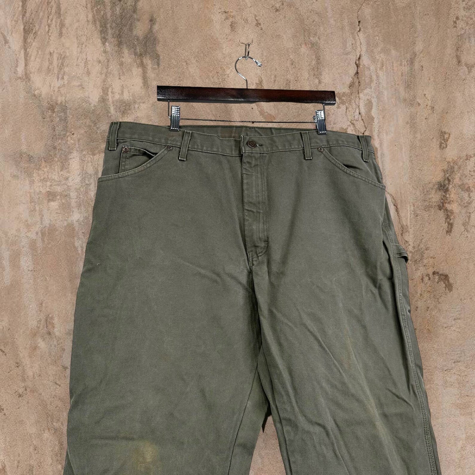 Vintage Dickies Carpenter Pants Moss Green Canvas Baggy Fit Dungarees ...