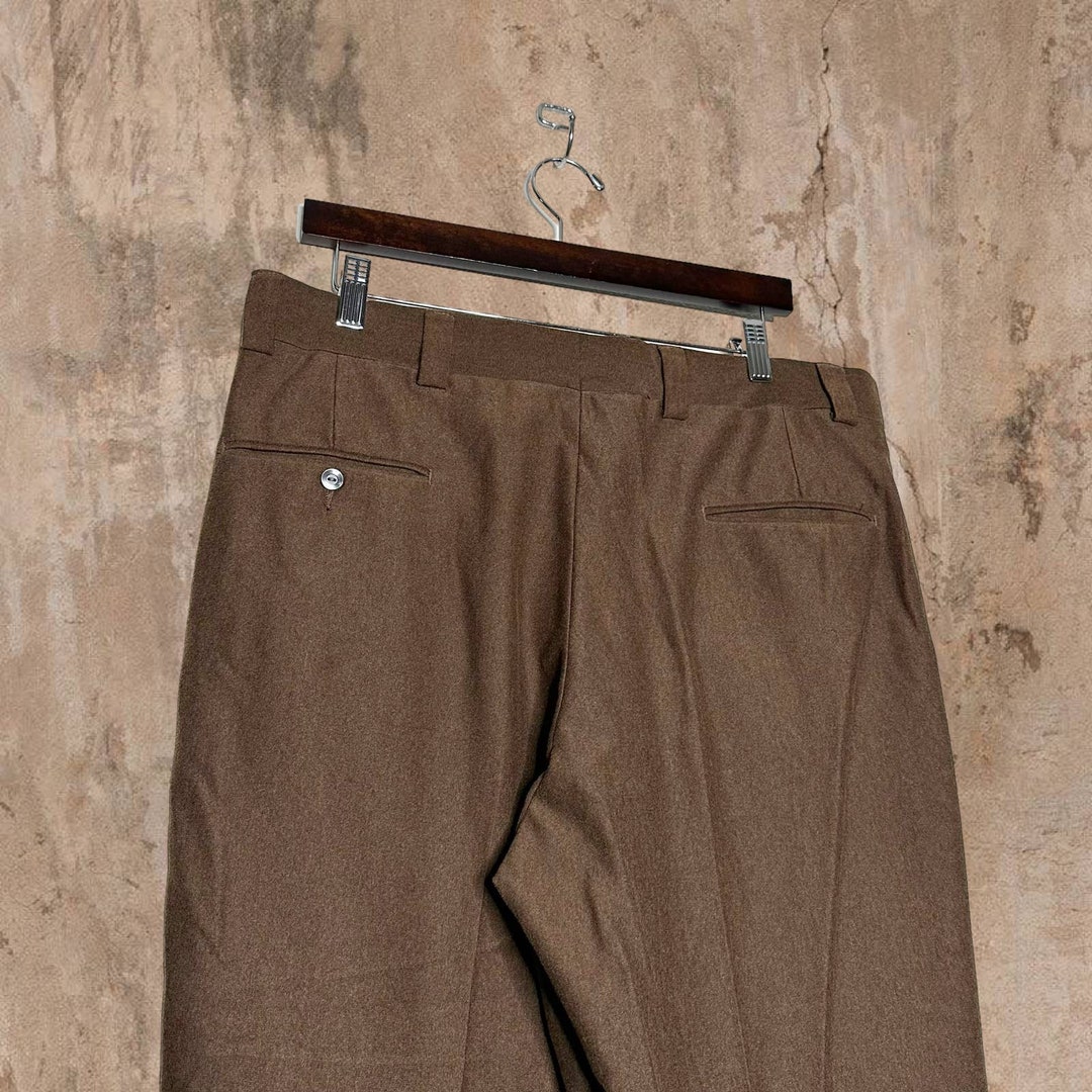 True Vintage Dress Pants Chocolate Brown Baggy Fit Flat Front - Etsy