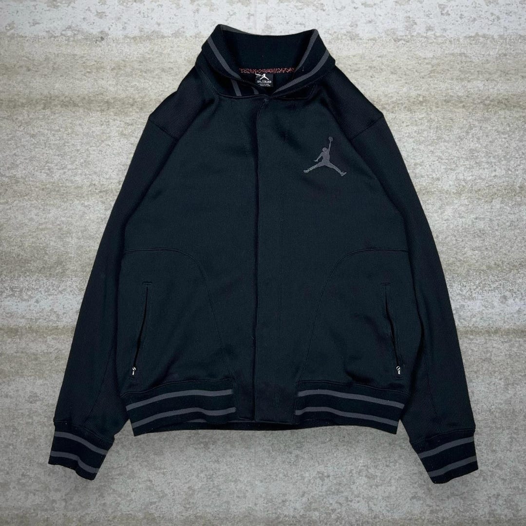 Vintage Jordan Jacket Mens XL Jet Black Cotton Subtle Embroidered Logo ...